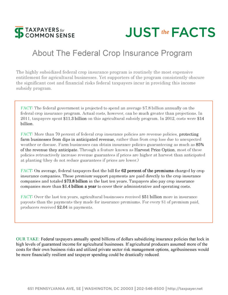 Just the Facts: The Federal Crop Insurance Program | Taxpayers for ...